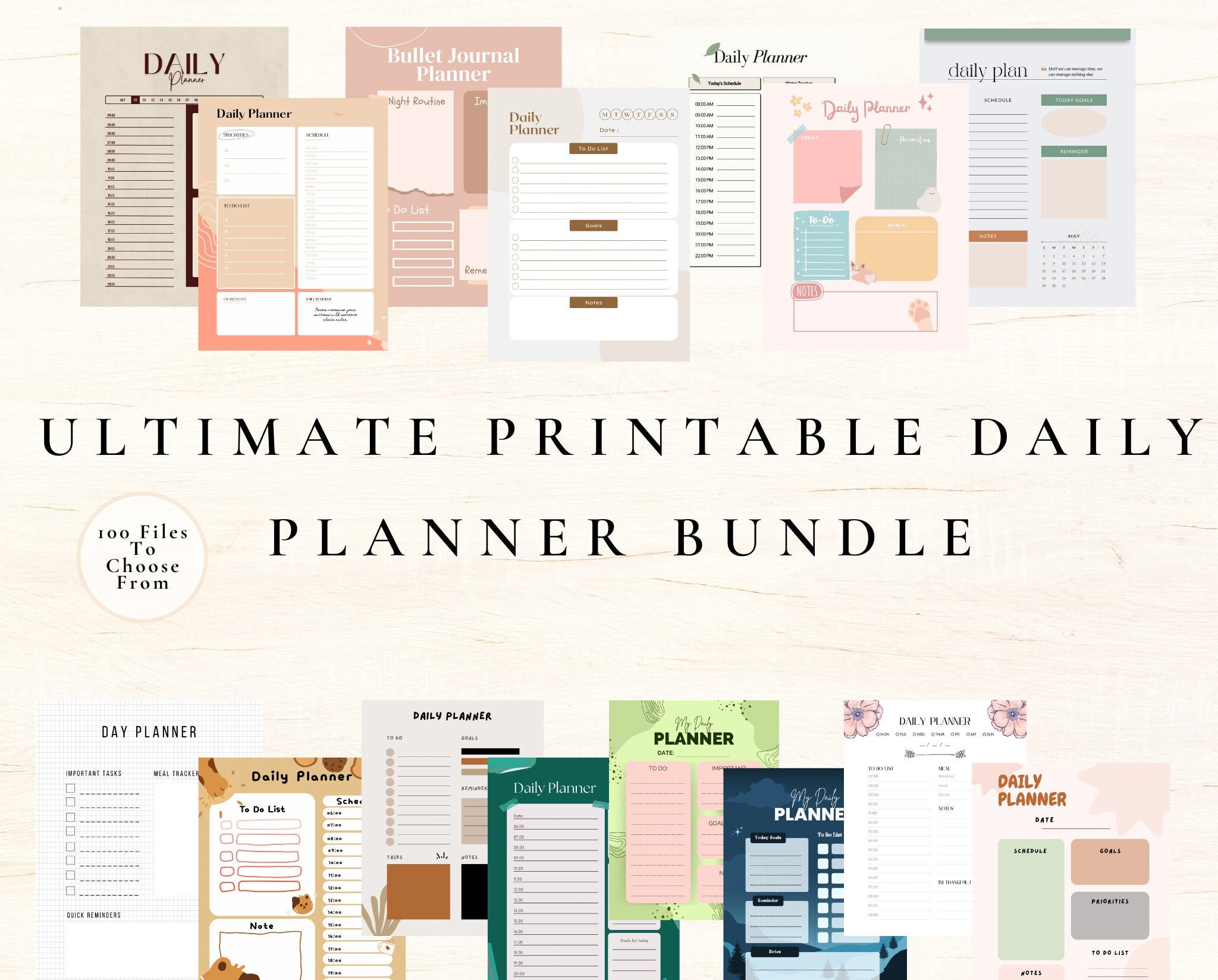 Ulimate Printable Daily Planner Bundle 100 Files Total - Etsy