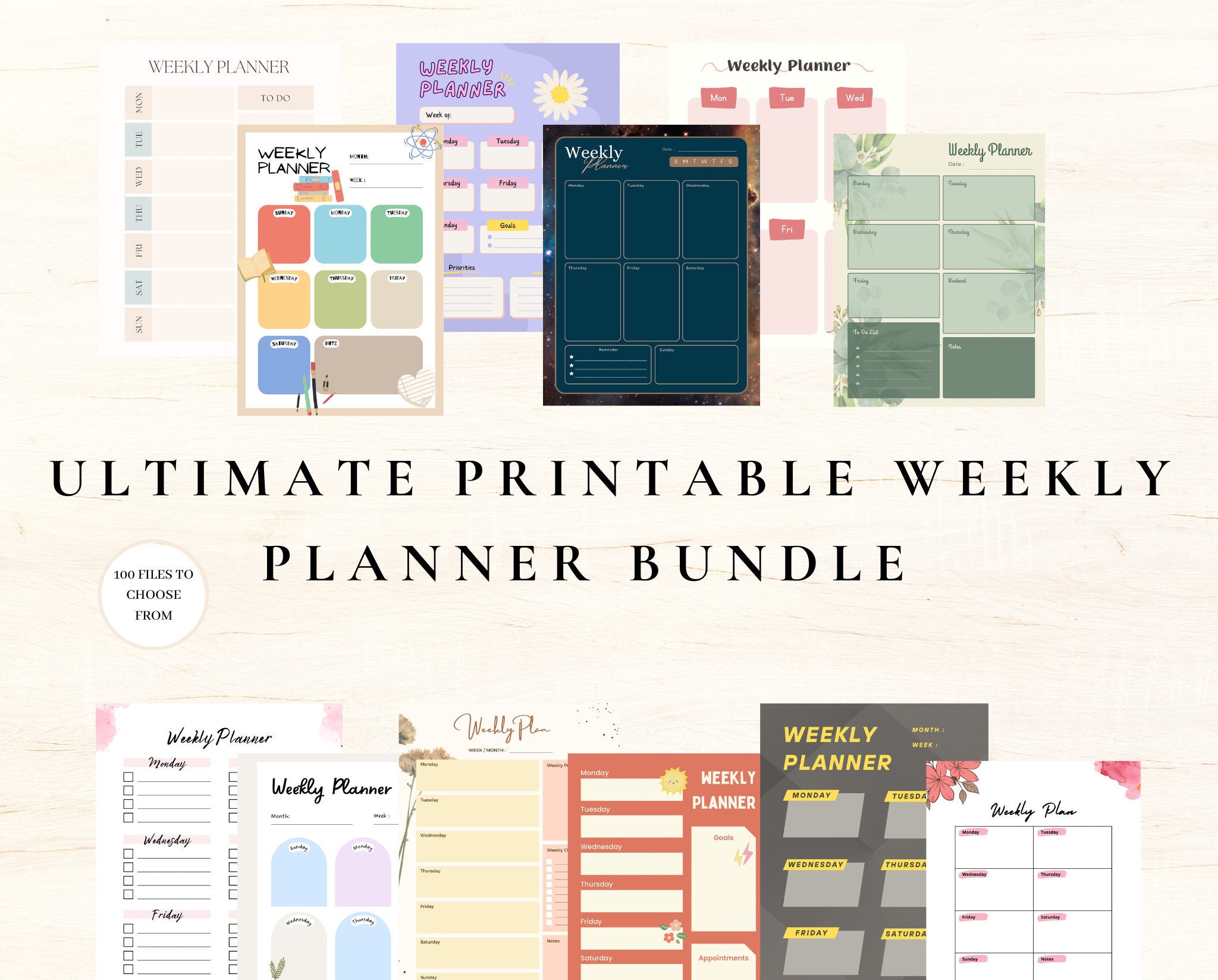 Ulimate Printable Weekly Planner Bundle 100 Files Total - Etsy
