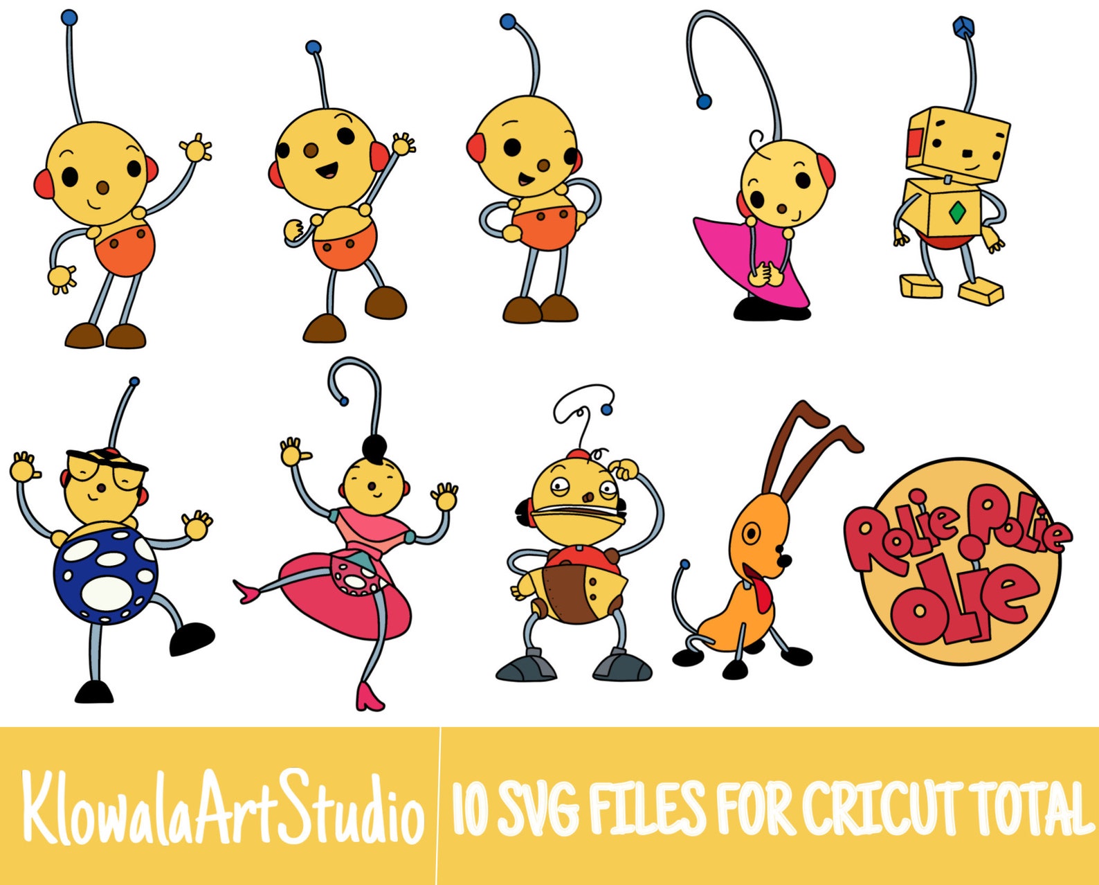 10 Colored Layered Rollie Pollie Ollie 2000’s Cartoon SVG Files/bundle ...