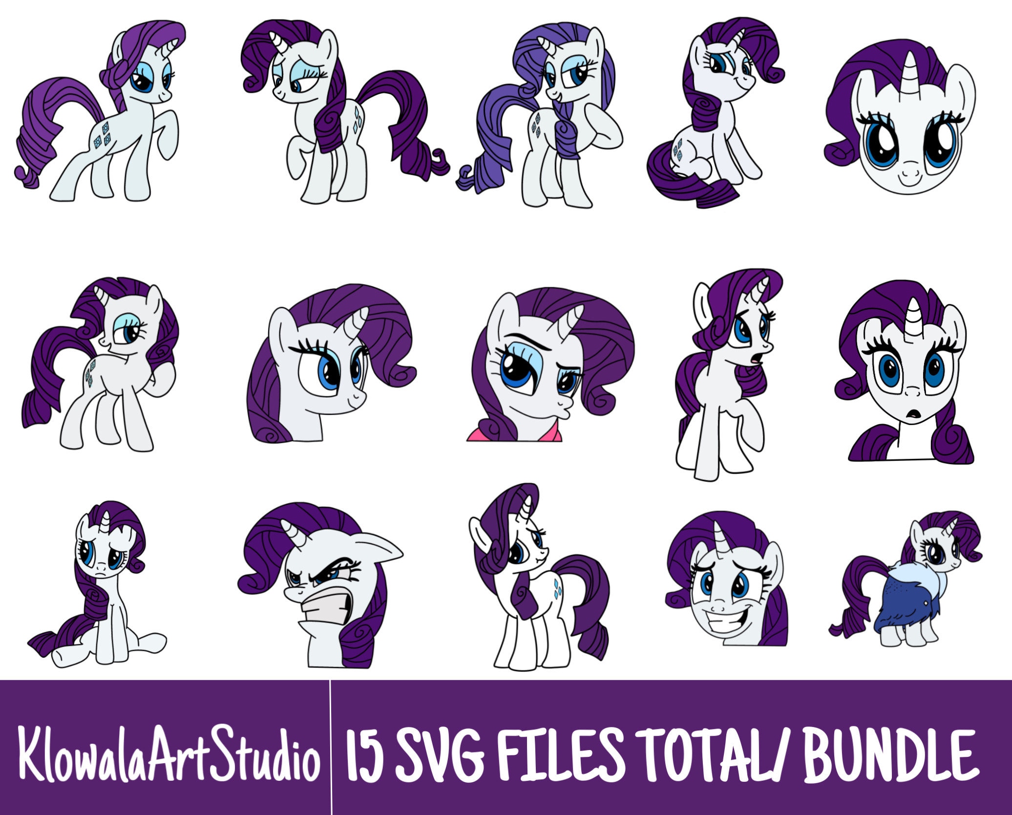 15 Colored Layered Rarity MLP SVG Files/bundle for Cricut, SVG, Layered ...