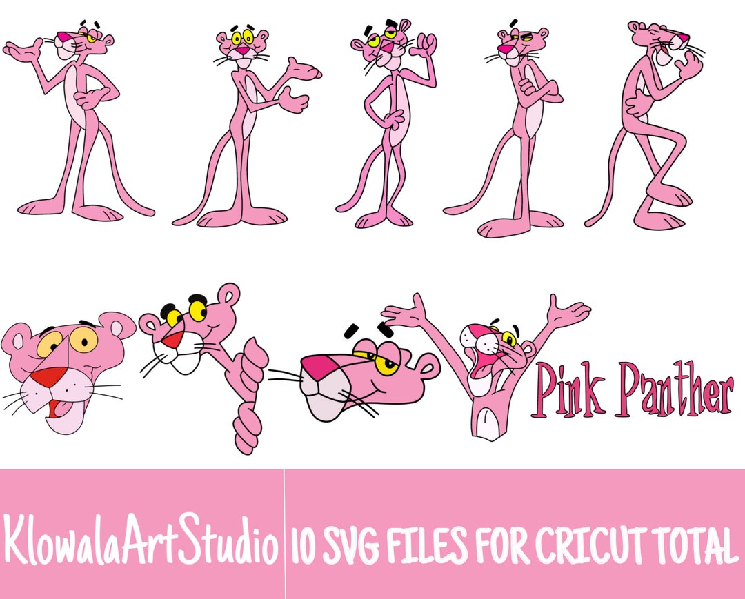 10 Colored Layered Pink Panther Retro Cartoon 60s and 70s SVG Files ...