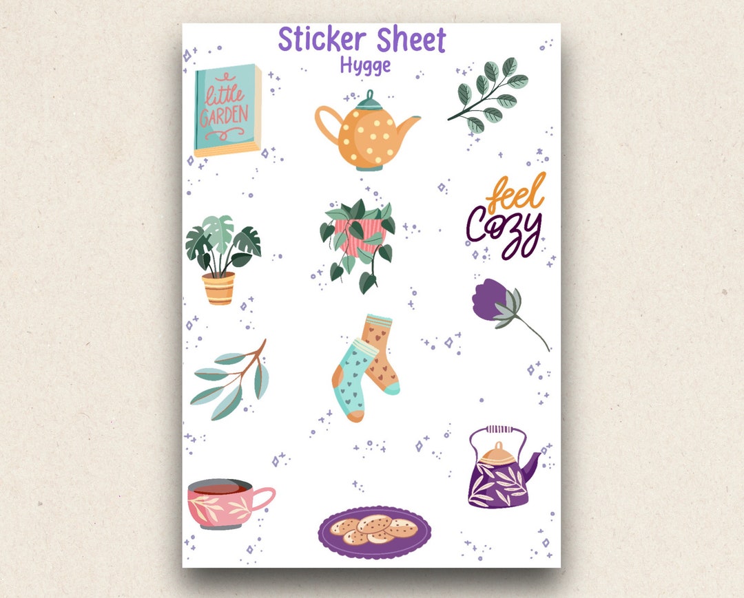 12 Cute Hygge Sticker Pack, Hygge Stickers, Laptop Stickers ...
