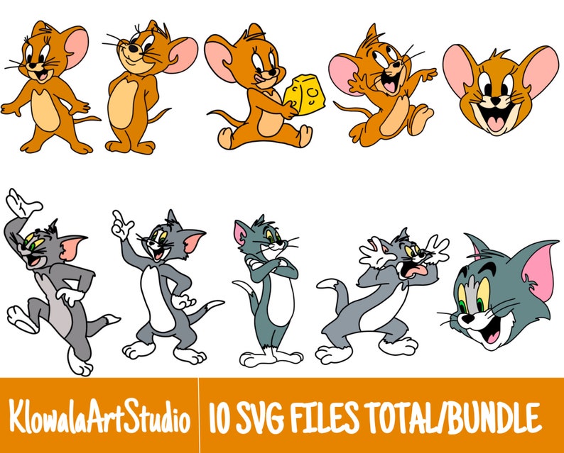 20 Colorful Layered SVG Files for Cricut Tom and Jerry Bundle for ...
