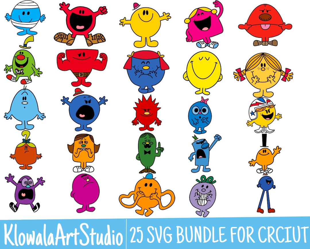 25 Colored Layered Mr Men Cartoon SVG Files/bundle for Cricut, SVG, Layered, Digital Art - Etsy UK