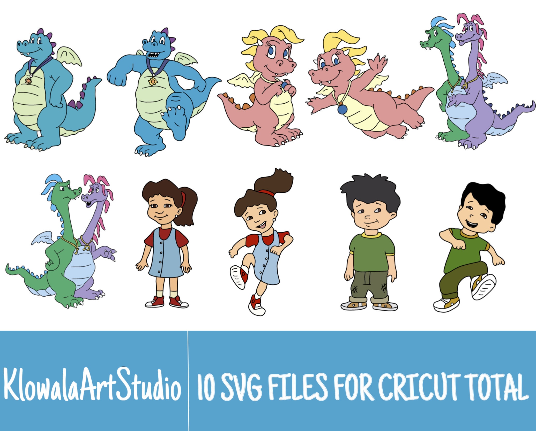 10 Colored Layered Dragon Tales 2000s Cartoon SVG Files/bundle for ...
