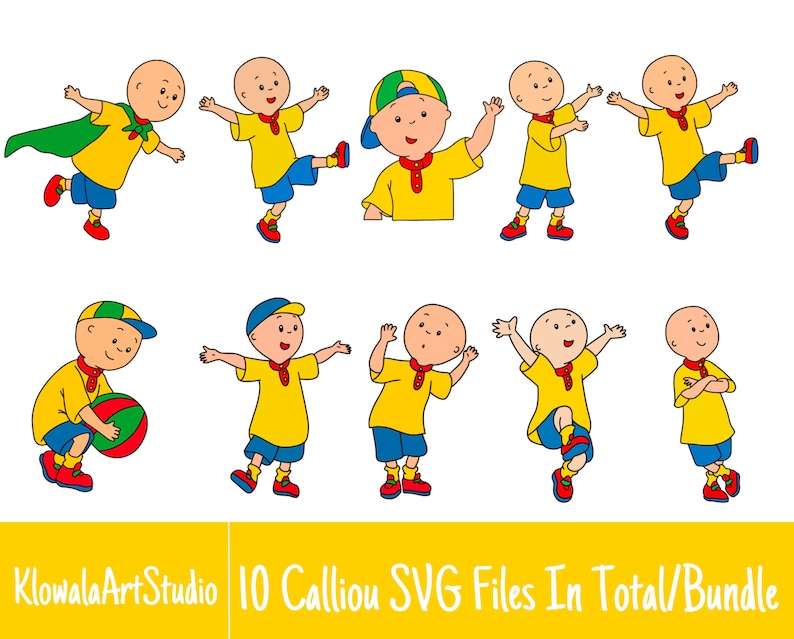 10 Calliou SVG Files Total/bundle for Cricut, SVG, Layered, Digital Art ...