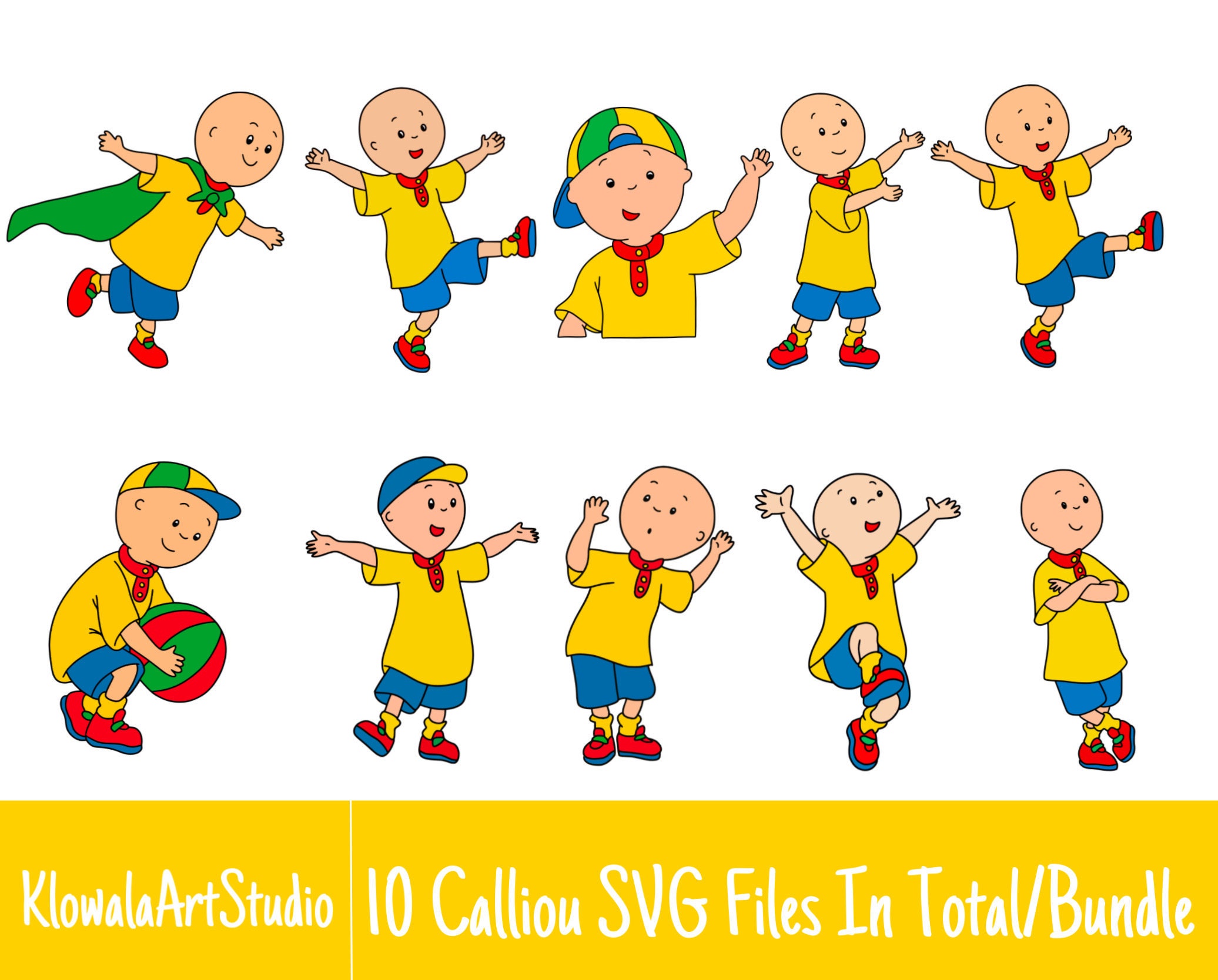 10 Calliou SVG Files Total/bundle for Cricut, SVG, Layered, Digital Art ...