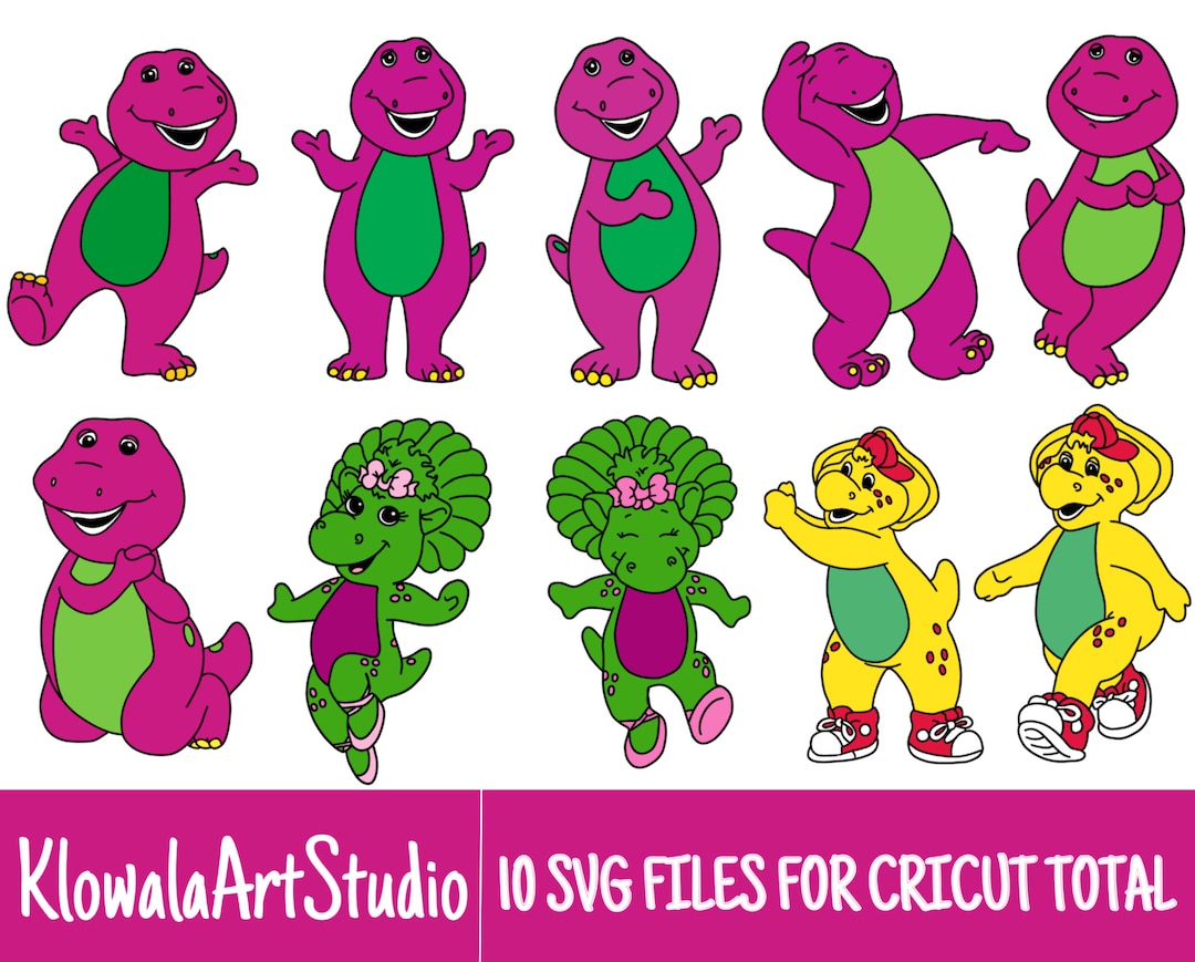 10 Colored Layered Barney 2000’s Cartoon SVG Files/bundle for Cricut ...