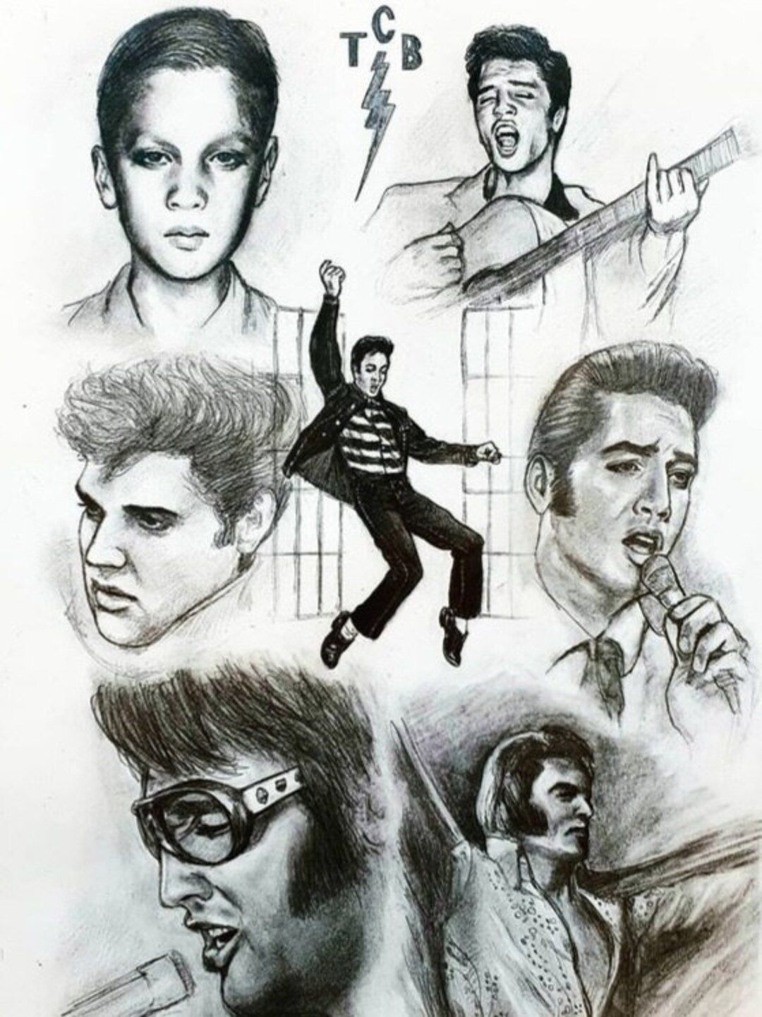 A3 CUSTOM CHARACTER MONTAGES Hand Drawn in Graphite Pencil on High ...