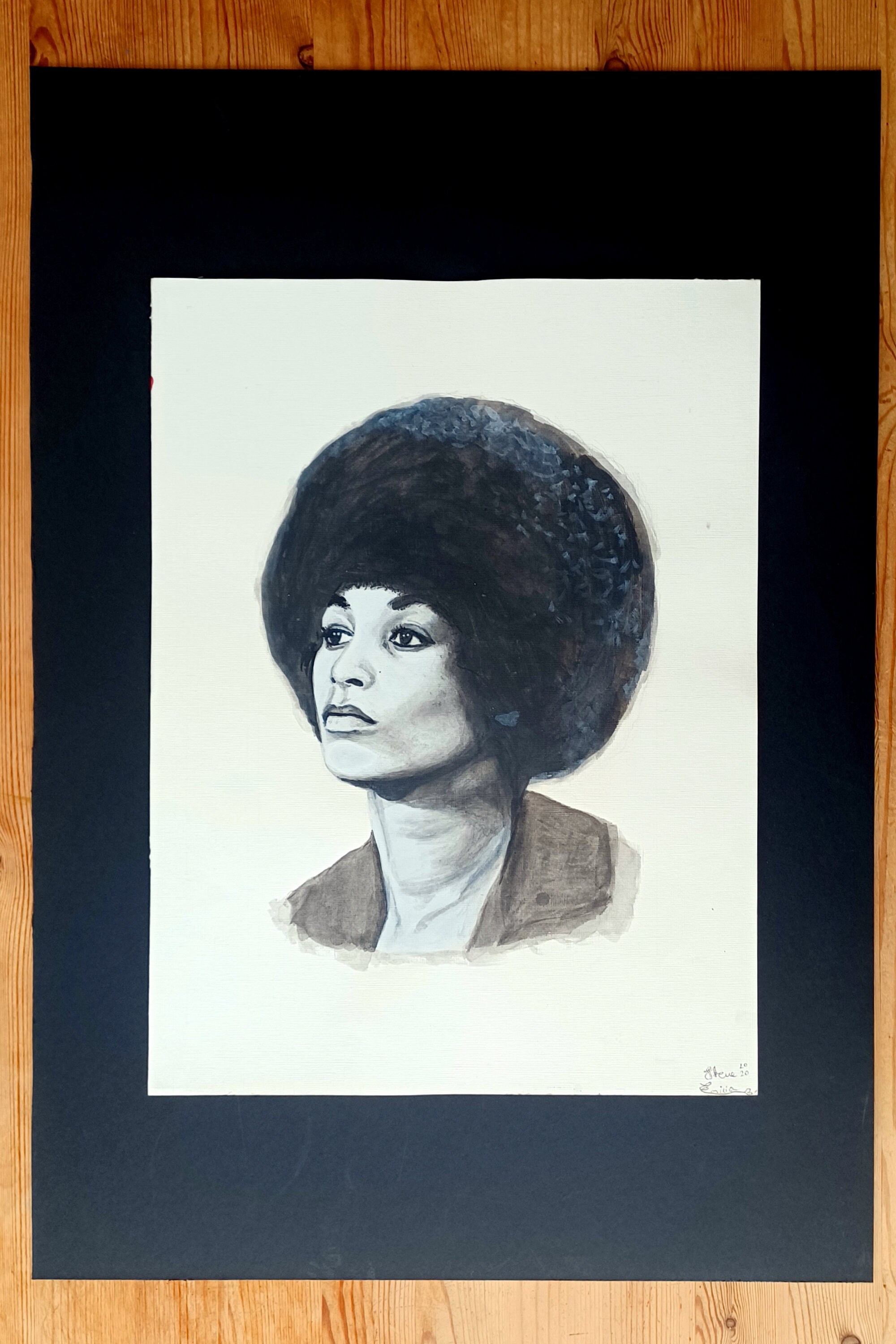 Angela Davis - Acrylic Painting on A3 Textured Canvas Paper - Etsy