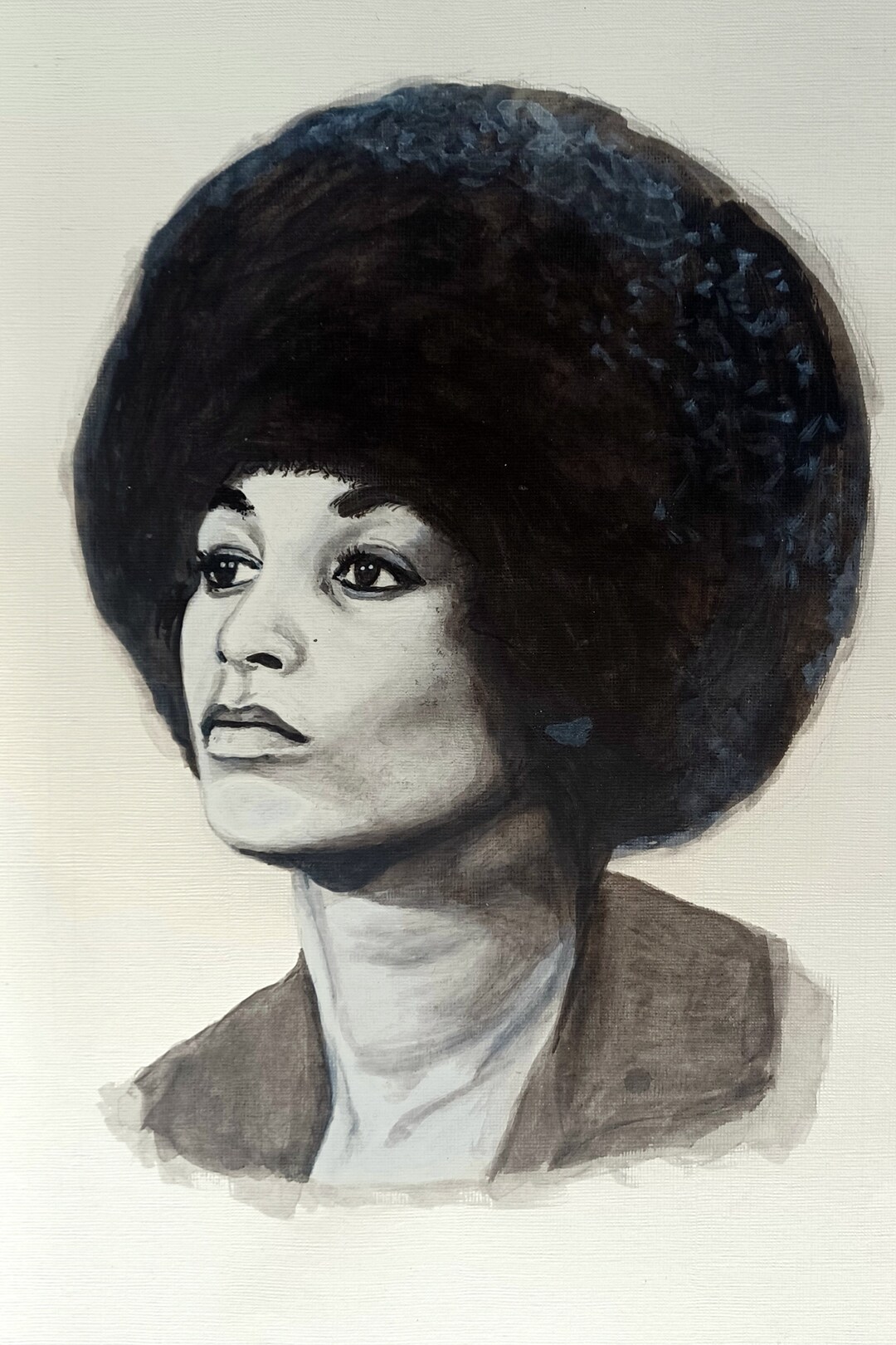 Angela Davis - Acrylic Painting on A3 Textured Canvas Paper - Etsy