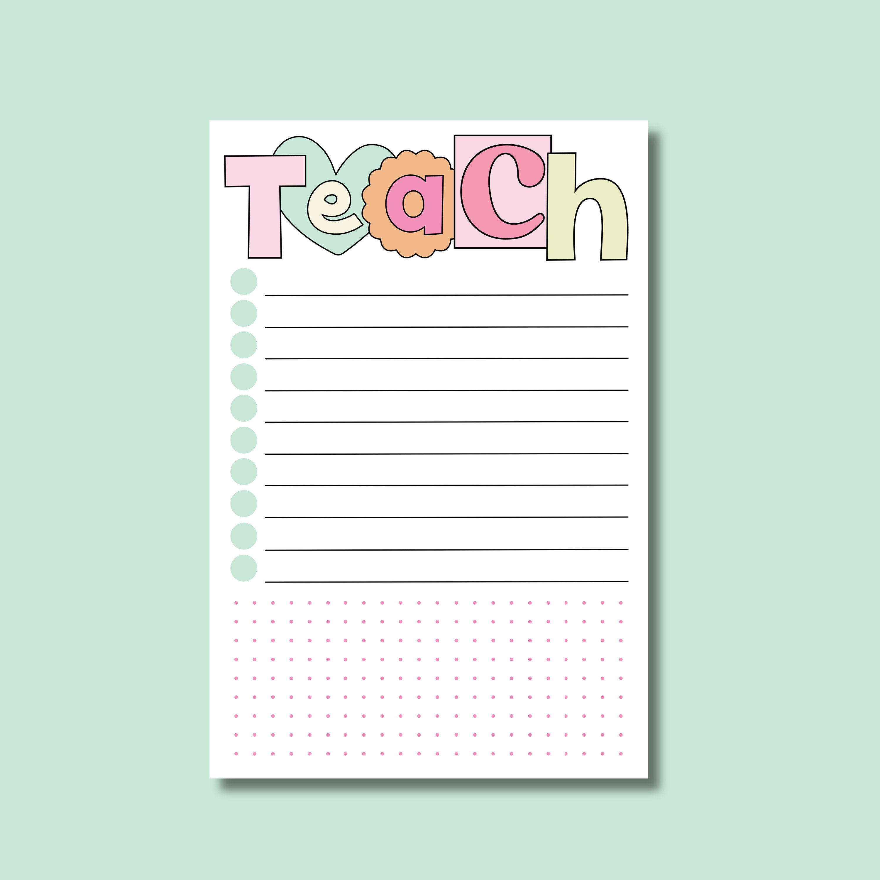 Teach Retro-themed Teacher's Notepad – Stylish Checklist With Notes ...