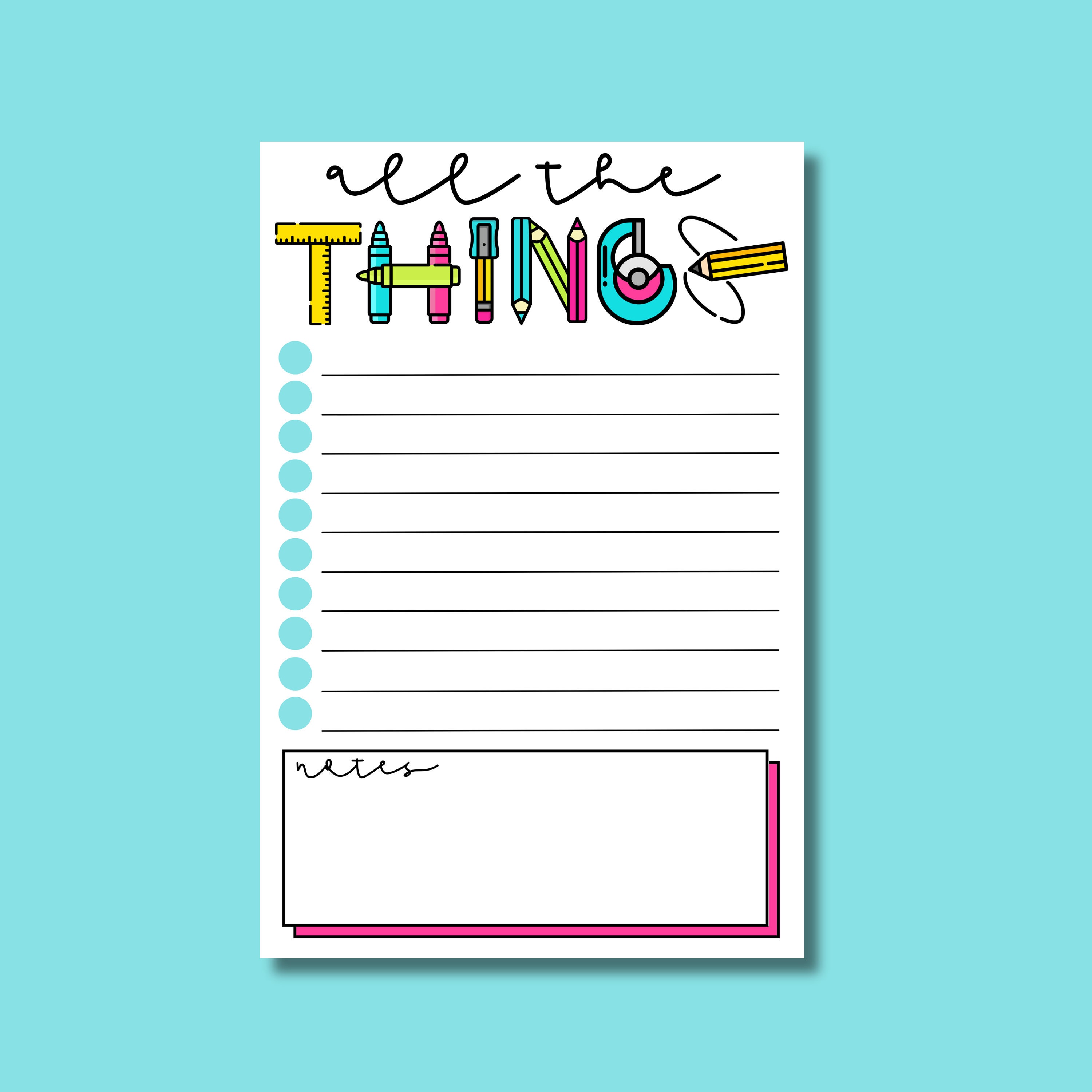All the Things Teacher's Notepad – Whimsical Supply-shaped Letters With ...