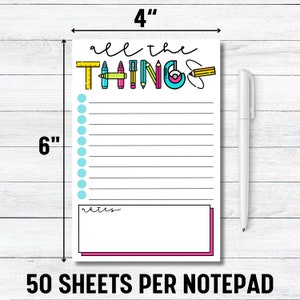 All the Things Teacher's Notepad – Whimsical Supply-shaped Letters With ...
