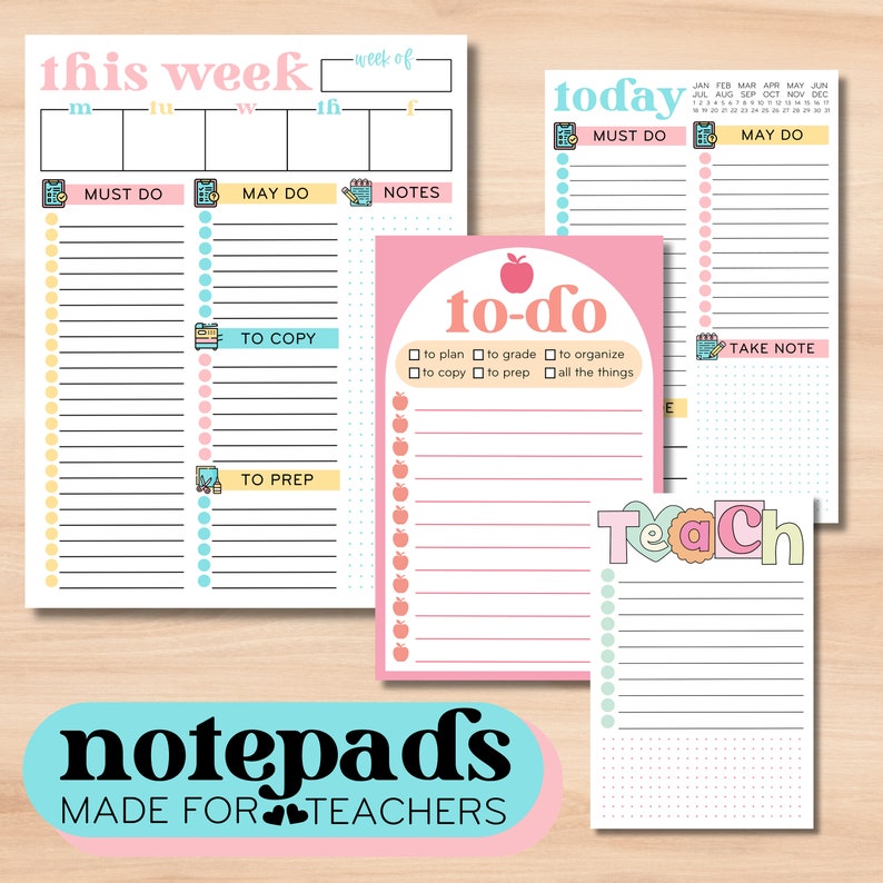 Today Teacher Daily Notepad – Prioritize Tasks, Notes, and Gratitude ...