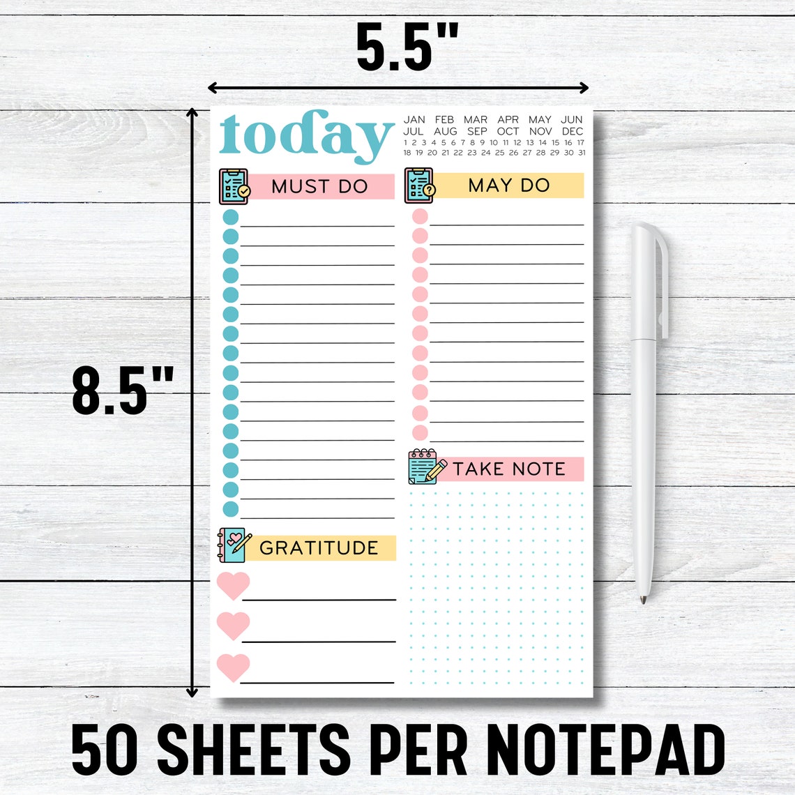 Today Teacher Daily Notepad – Prioritize Tasks, Notes, and Gratitude ...