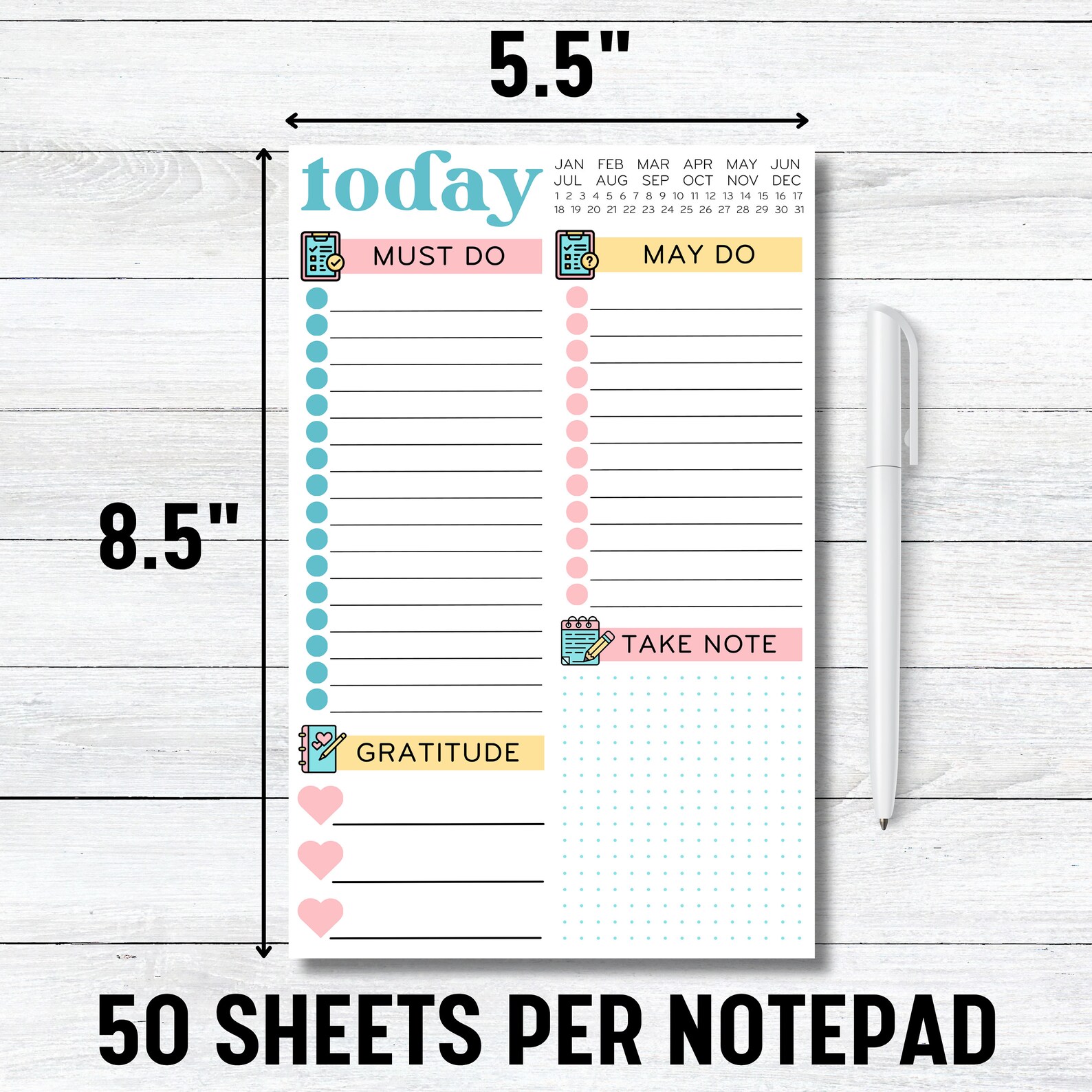 Today Teacher Daily Notepad – Prioritize Tasks, Notes, and Gratitude ...