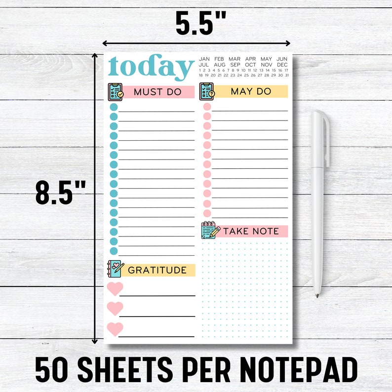 Today Teacher Daily Notepad – Prioritize Tasks, Notes, and Gratitude ...