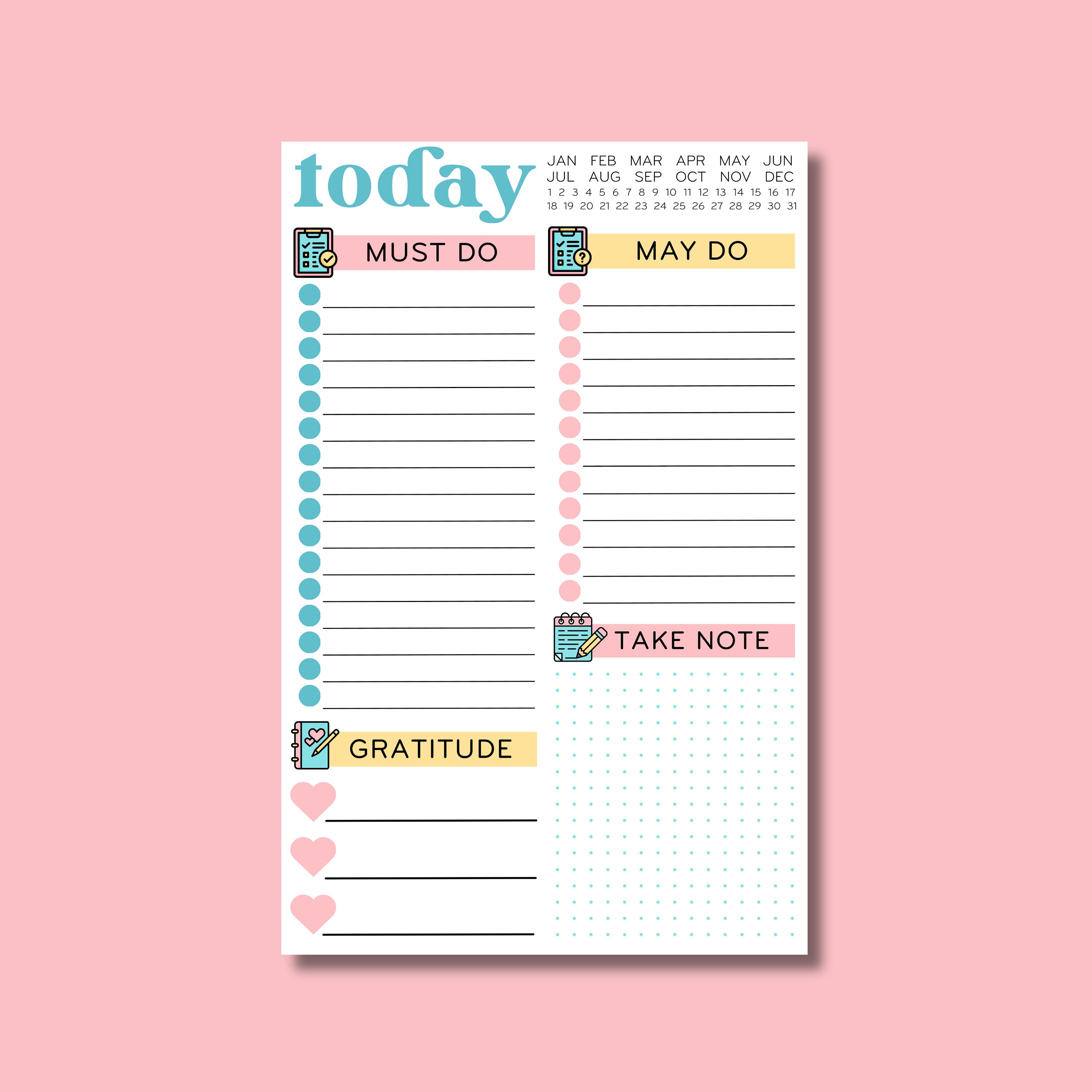Today Teacher Daily Notepad – Prioritize Tasks, Notes, and Gratitude ...