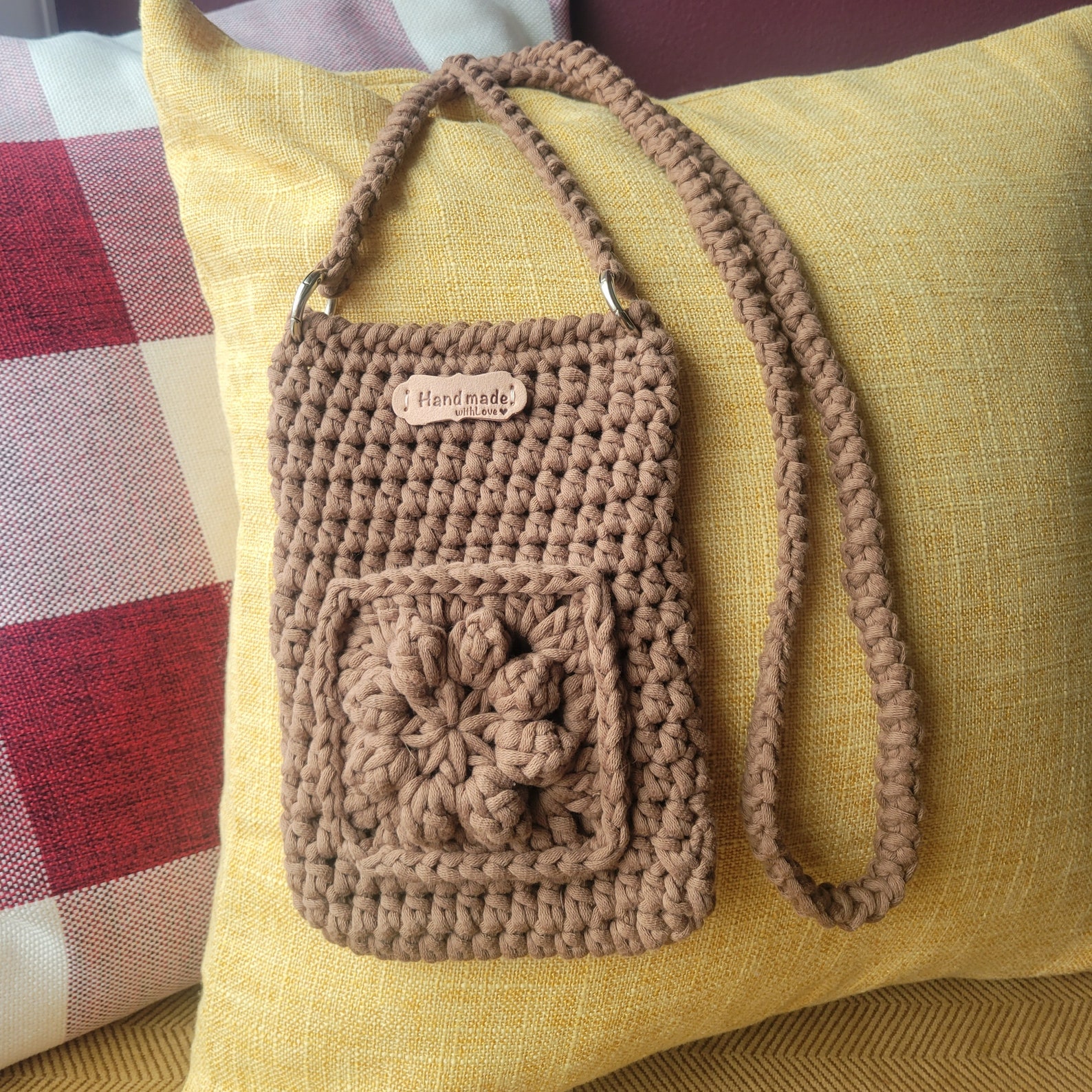 Crochet Phone Bag With Front Pouch Crossbody Cell Phone Purse Bubble ...