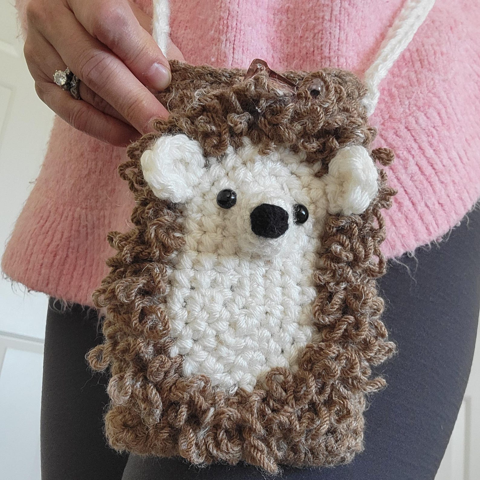 Hand-woven Hedgehog Handphone Bag Crocheted Cell Phone Bag Mini ...