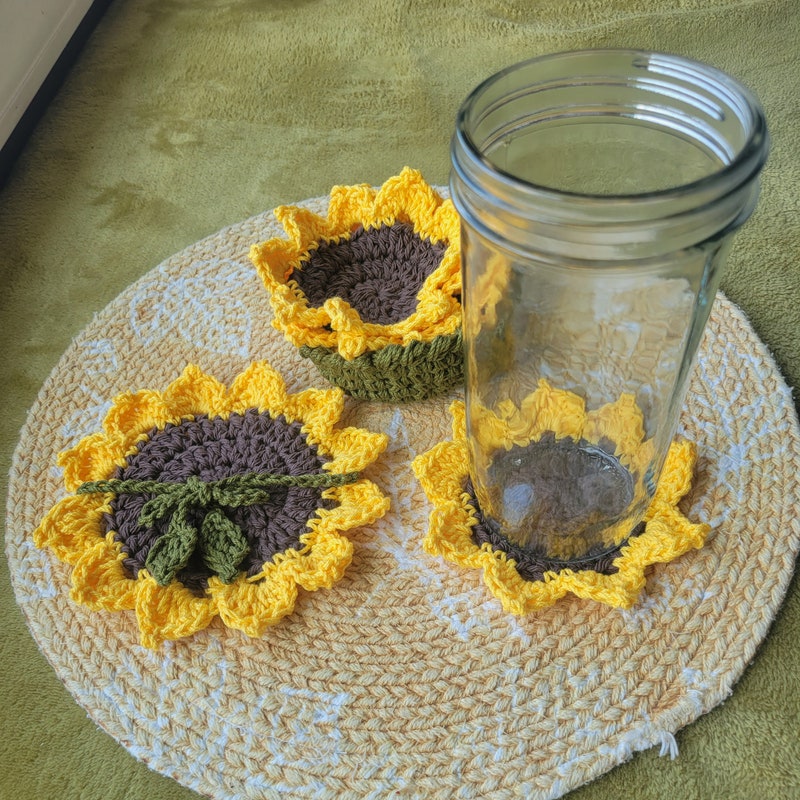 Sunflower Coaster - Etsy