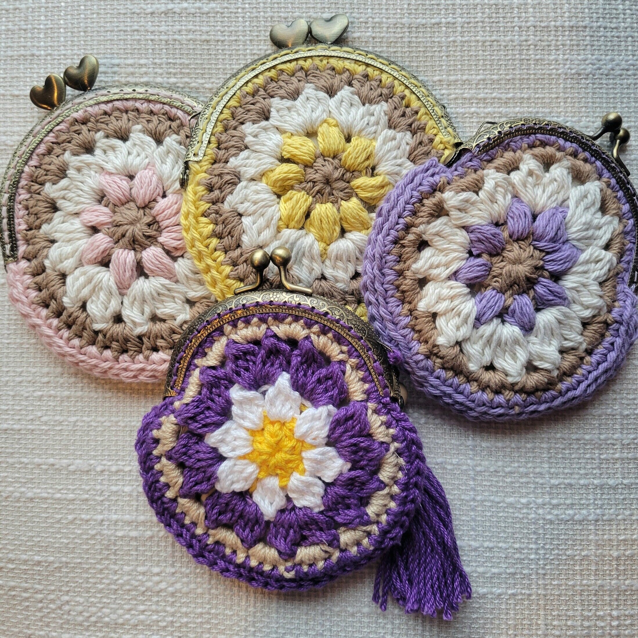 Crochet Coin Purse, Coin Pouch, Granny Floral Purse, Small Purse ...