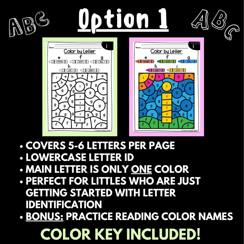 ABC | Alphabet | Lowercase Color by Letter Worksheets | Letter ...
