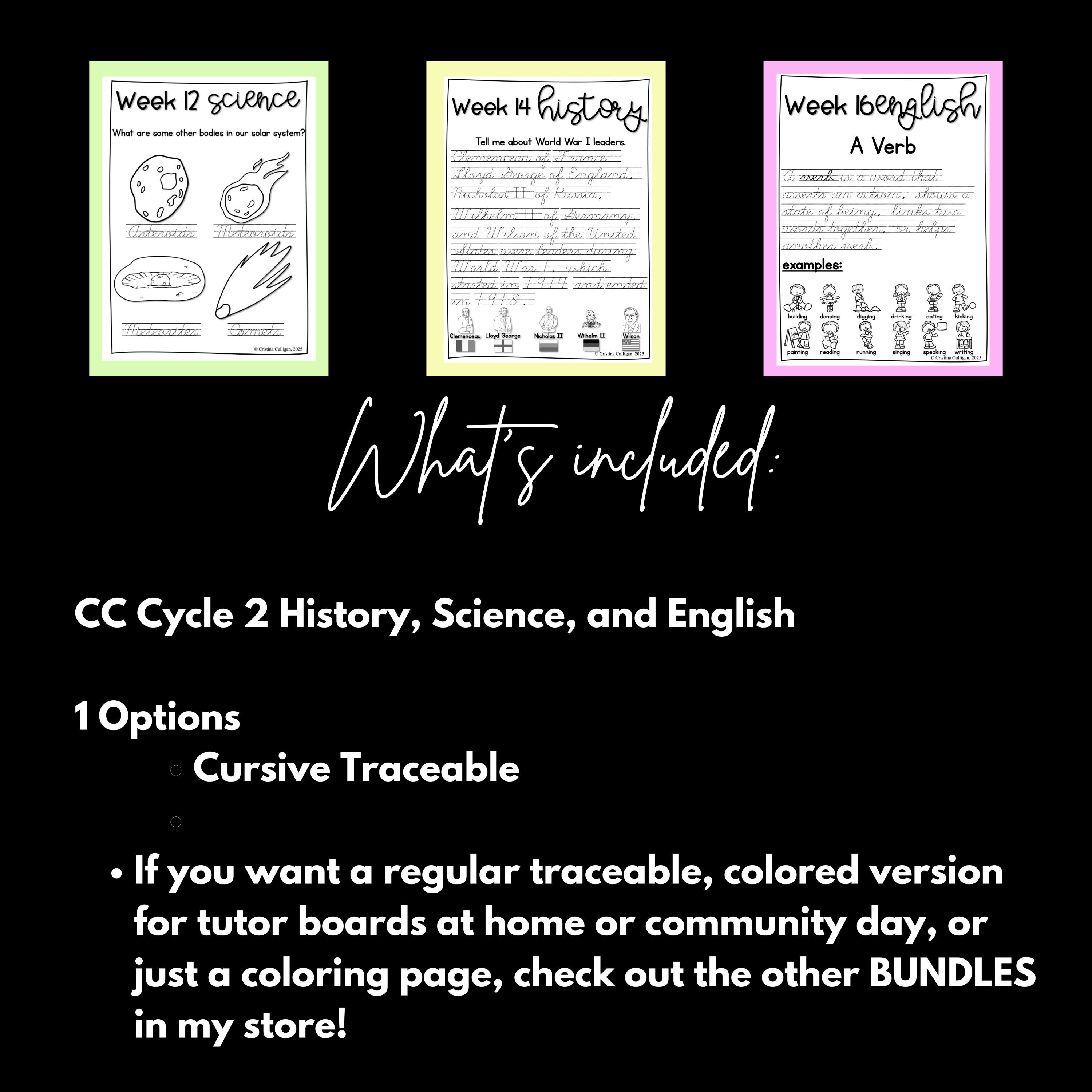 Cc-cycle 2 Cursive Tracing BUNDLE Coloring Pages-weeks 1-24 | 3 ...