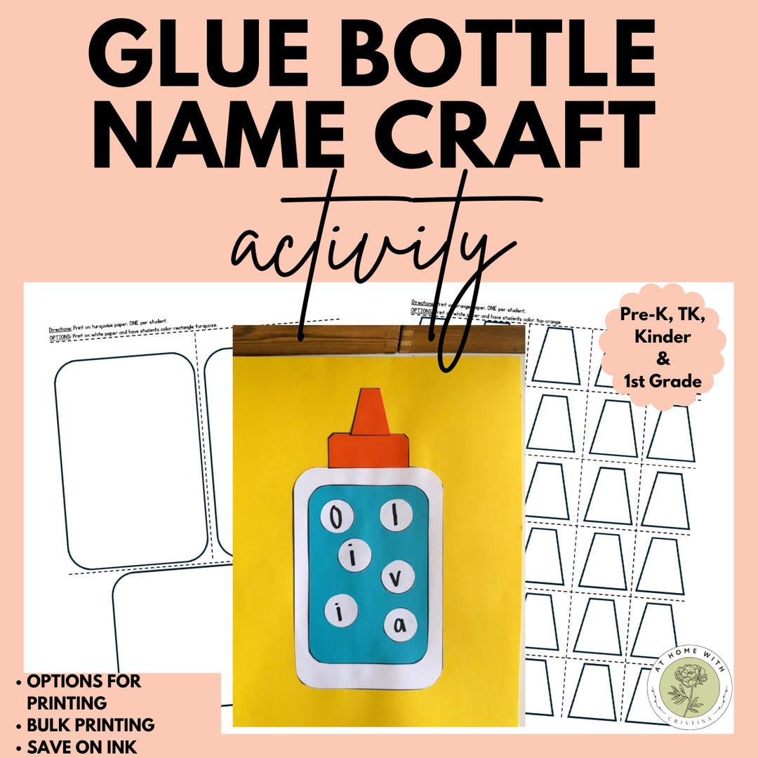 Glue Bottle Name Craft Activity Back to School | Preschool Name Craft ...