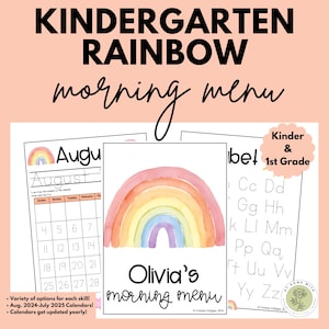 Kindergarten Morning Menu Pages | Rainbow Morning Menu Pages ...