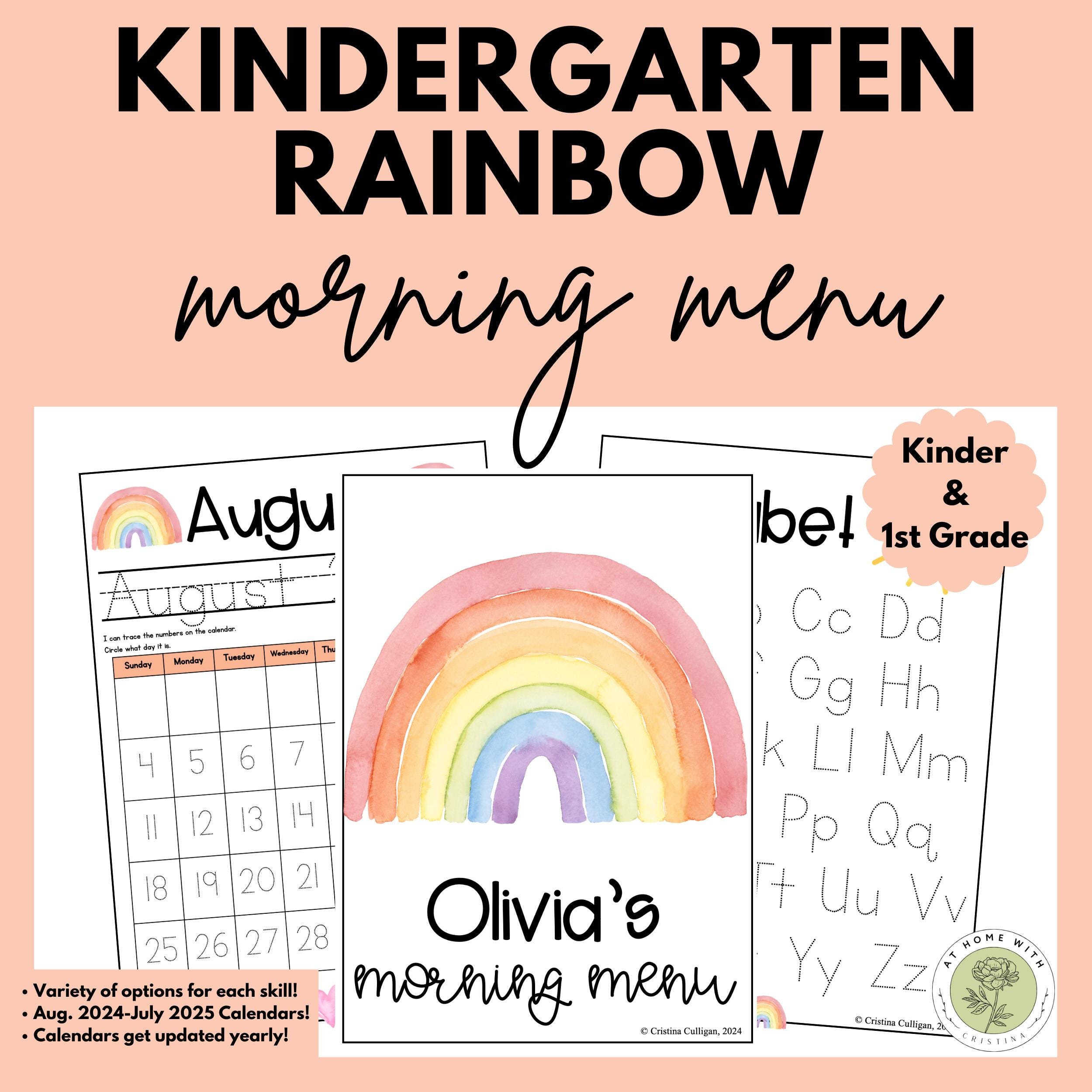 Kindergarten Morning Menu Pages | Rainbow Morning Menu Pages ...