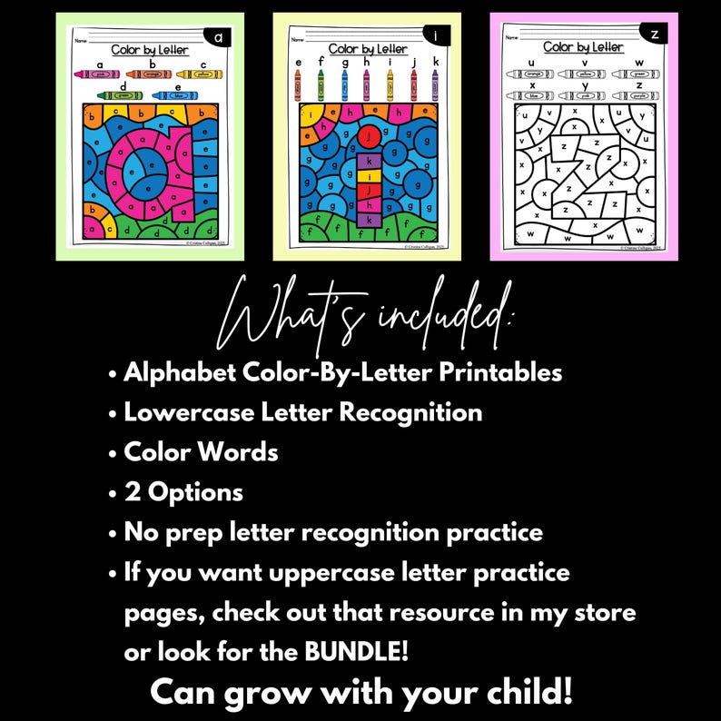 ABC | Alphabet | Lowercase Color by Letter Worksheets | Letter ...