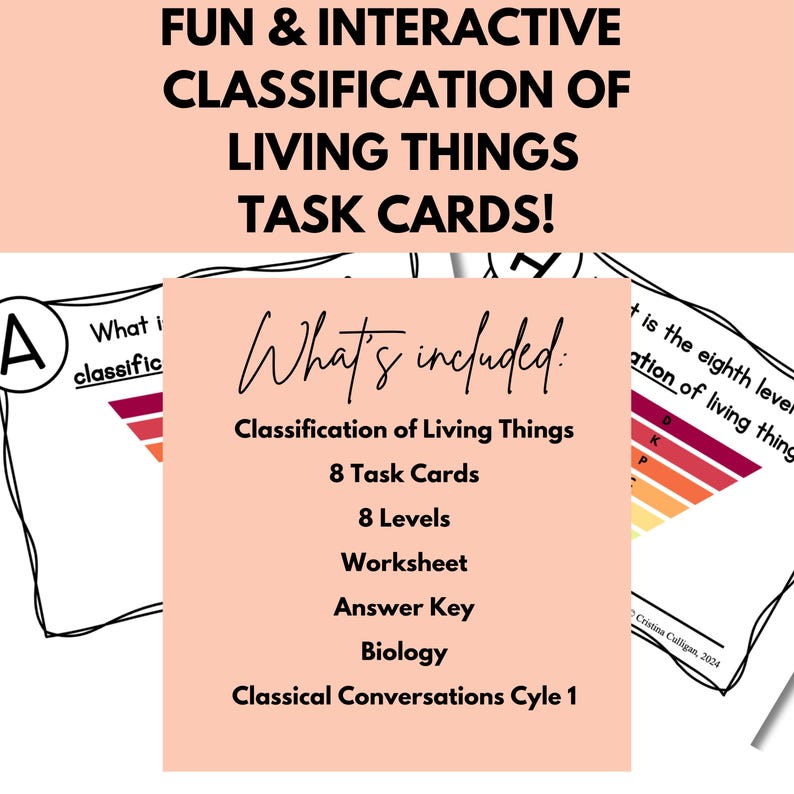 Classification of Living Things Task Cards - Classical Conversations ...