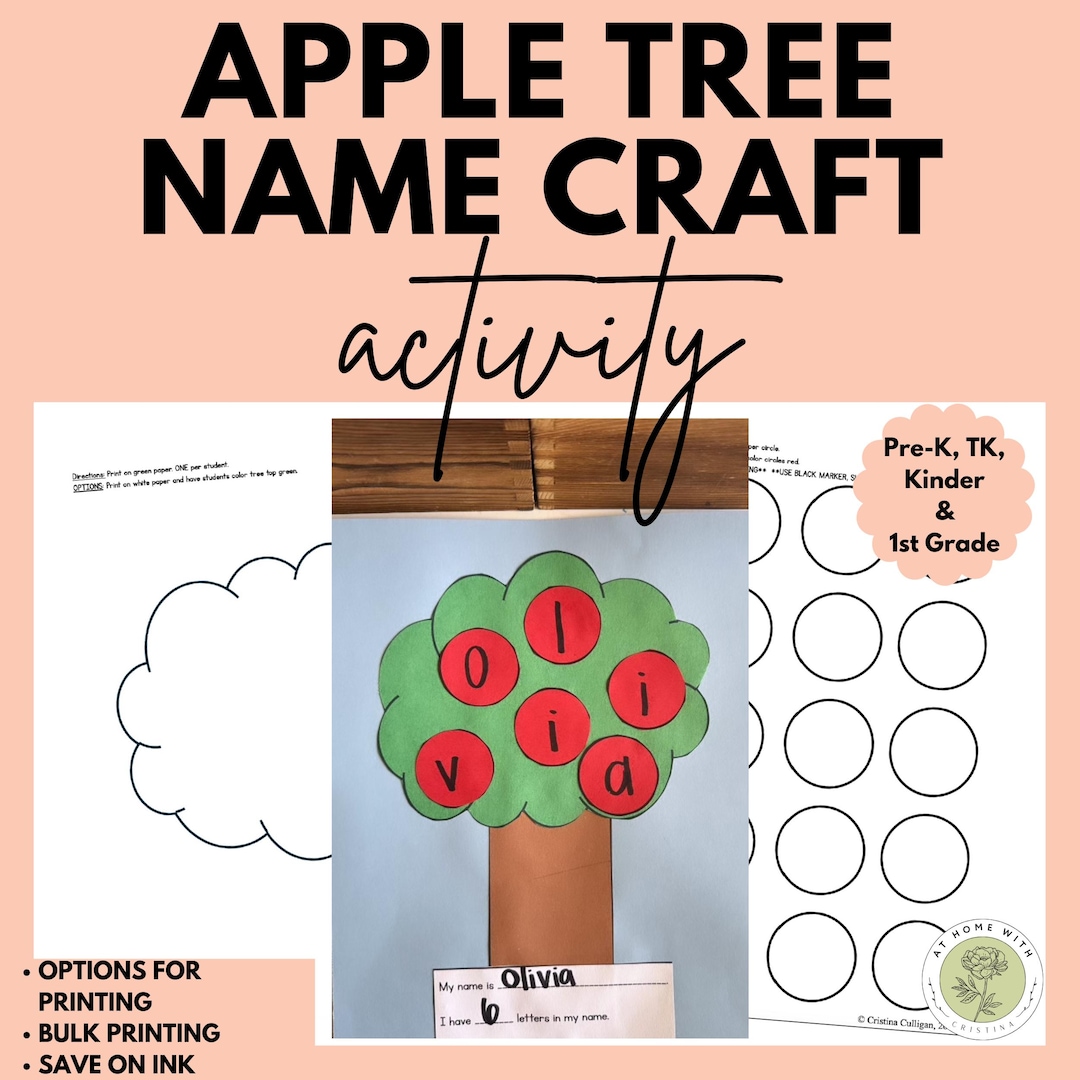Apple Tree Name Craft Activity Back to School | Preschool Name Craft ...
