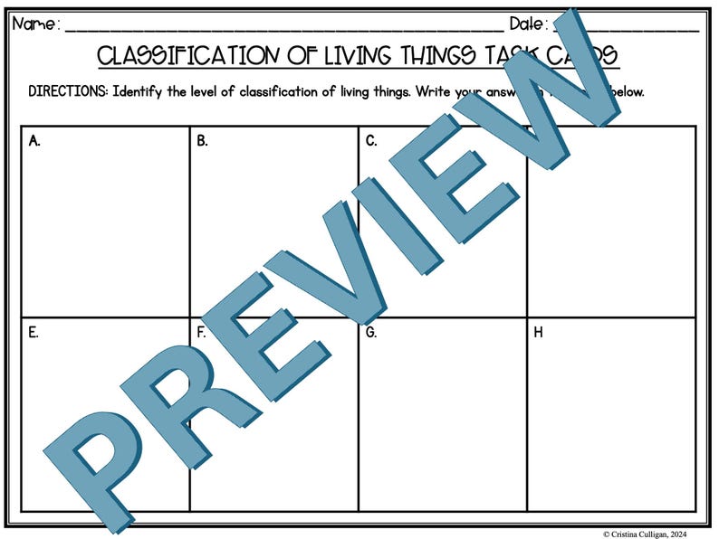 Classification of Living Things Task Cards - Classical Conversations ...