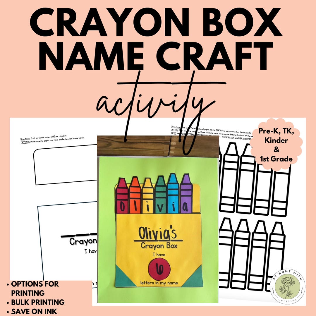 Crayon Box Name Craft Activity Back to School | Preschool Name Craft ...