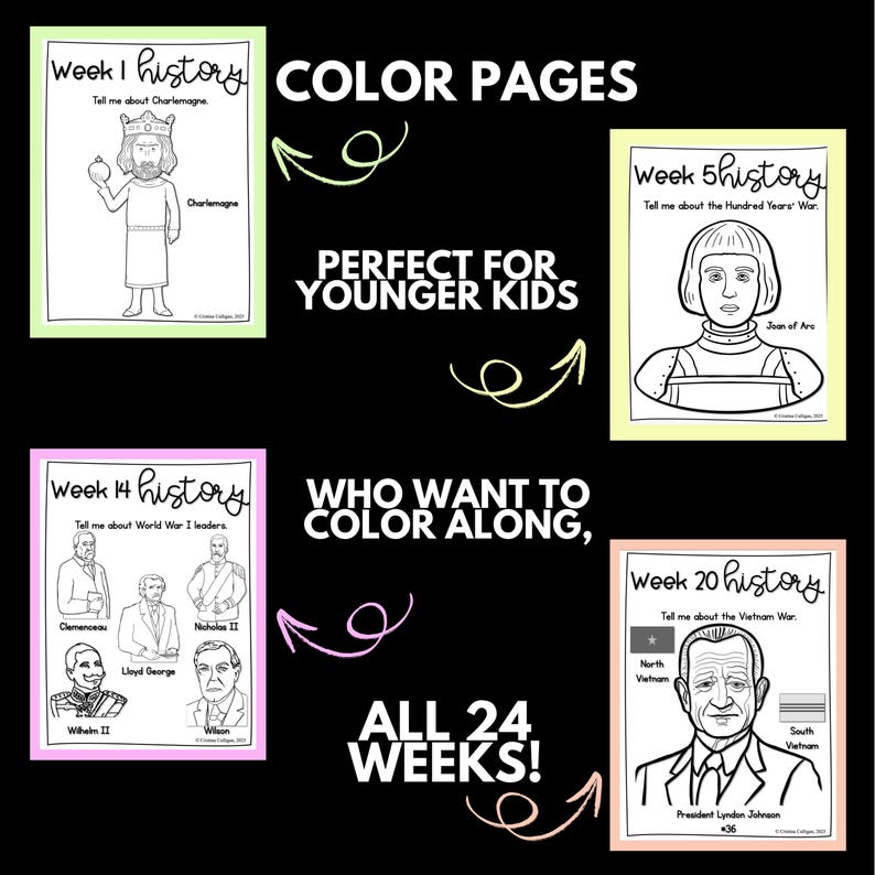 Cc-cycle 2 History Black & White Coloring Page for Littles Weeks 1-24 ...