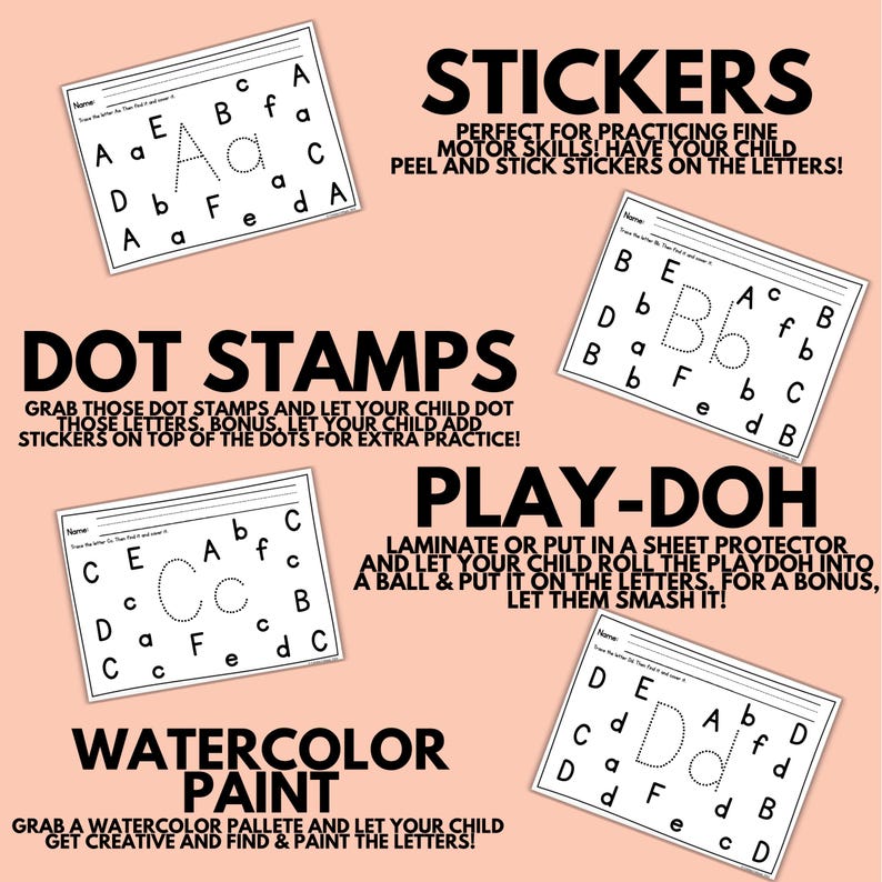 Find a Letter and Cover It Worksheets | ABC Sticker Worksheets | ABC ...