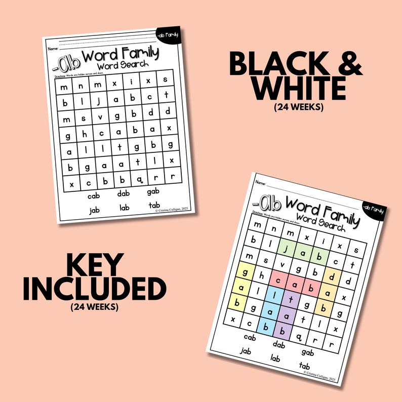 Short a Word Family Word Searches - Preschool | L Pre-k | Kindergarten ...