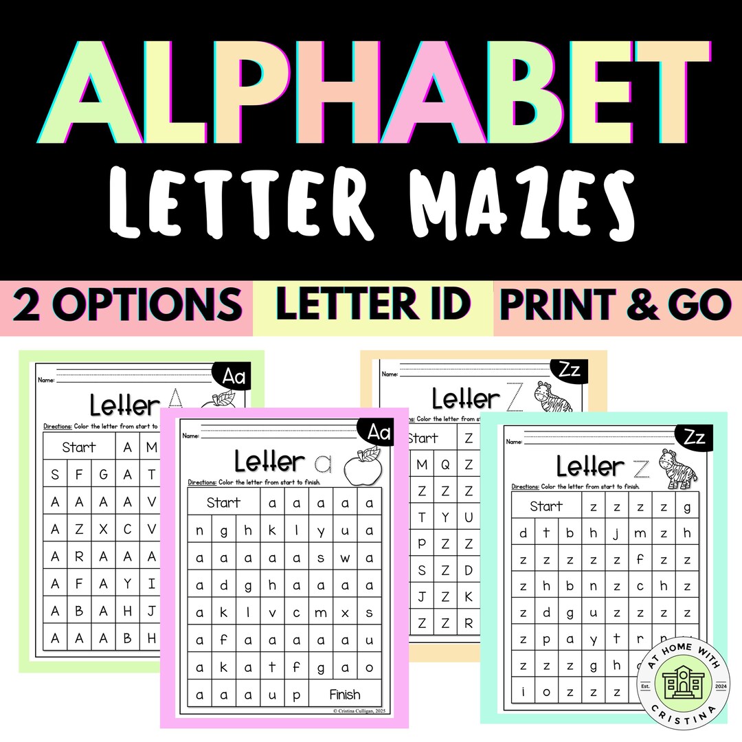 Letter Maze Worksheets | Letter Identification Worksheets | Letter ...