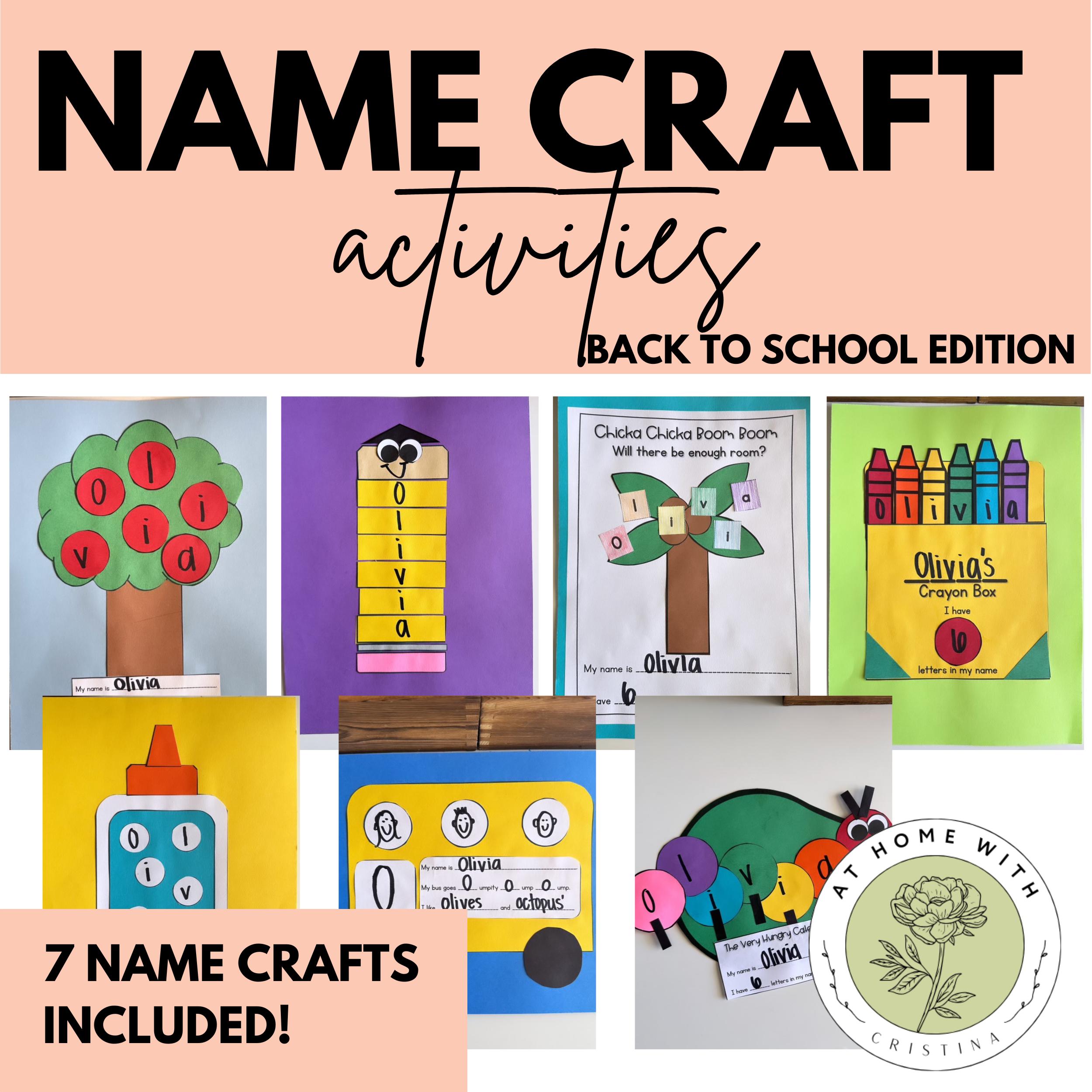 Back to School Name Craft Activity BUNDLE | Preschool Name Craft ...
