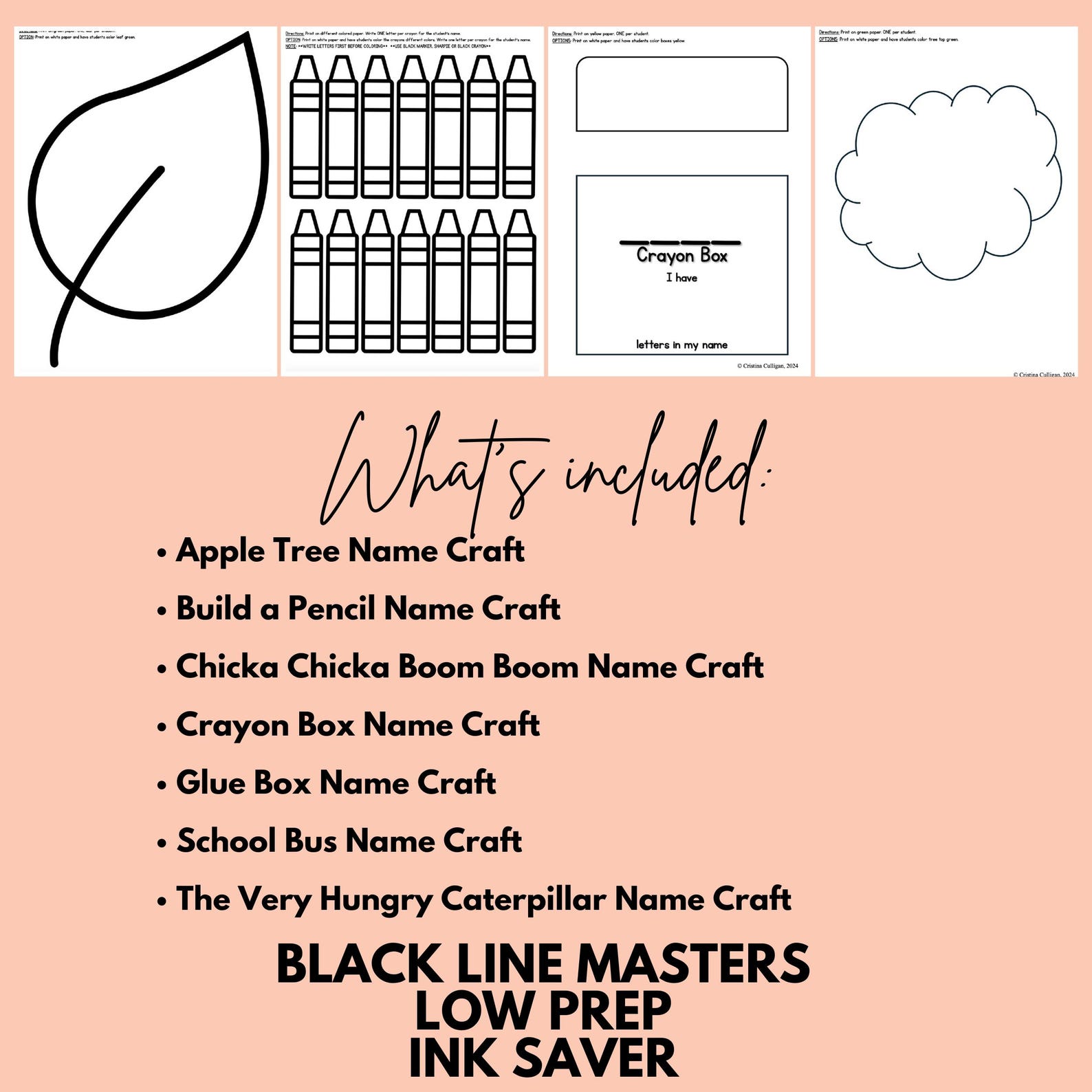 Back to School Name Craft Activity BUNDLE | Preschool Name Craft ...