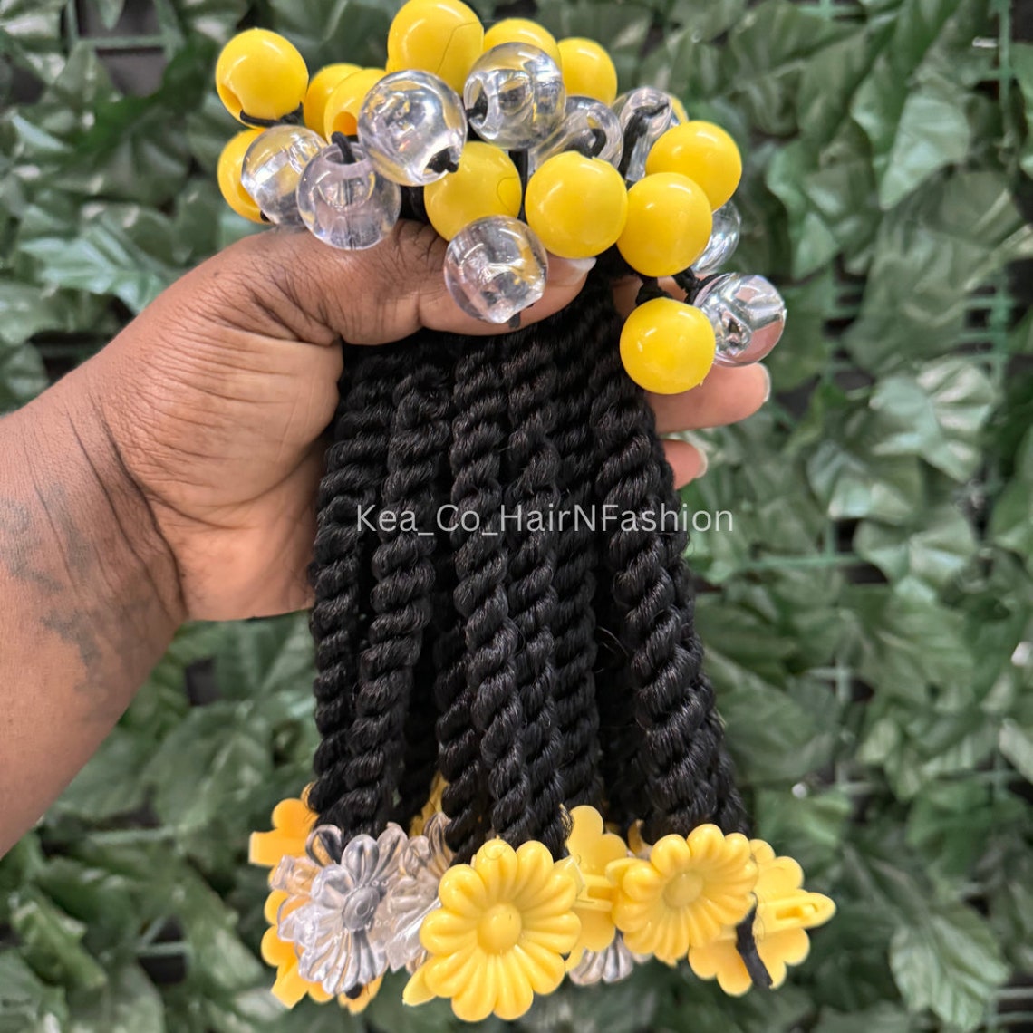 Yellow Senegales Twist Ponytail With Barrettes Ponytails for Kids ...