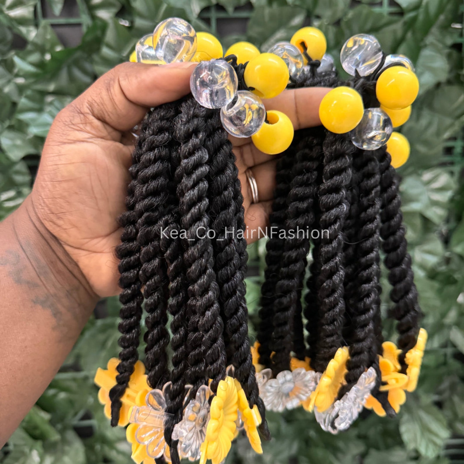 Yellow Senegales Twist Ponytail With Barrettes Ponytails for Kids ...