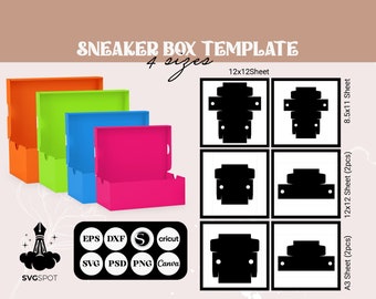 Shoes Box Template, Sneaker Box Template, Mini Shoe Box SVG Template ...