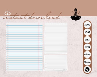 Lined Notebook Paper SVG, Wide Ruled Cut File, Paper School Notebook ...