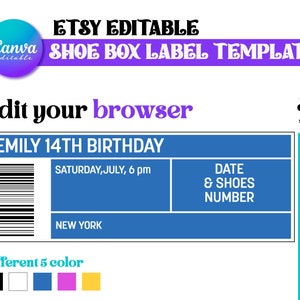 Shoe Box Label Template, Template SVG, Shoe Box Label SVG, Printable ...