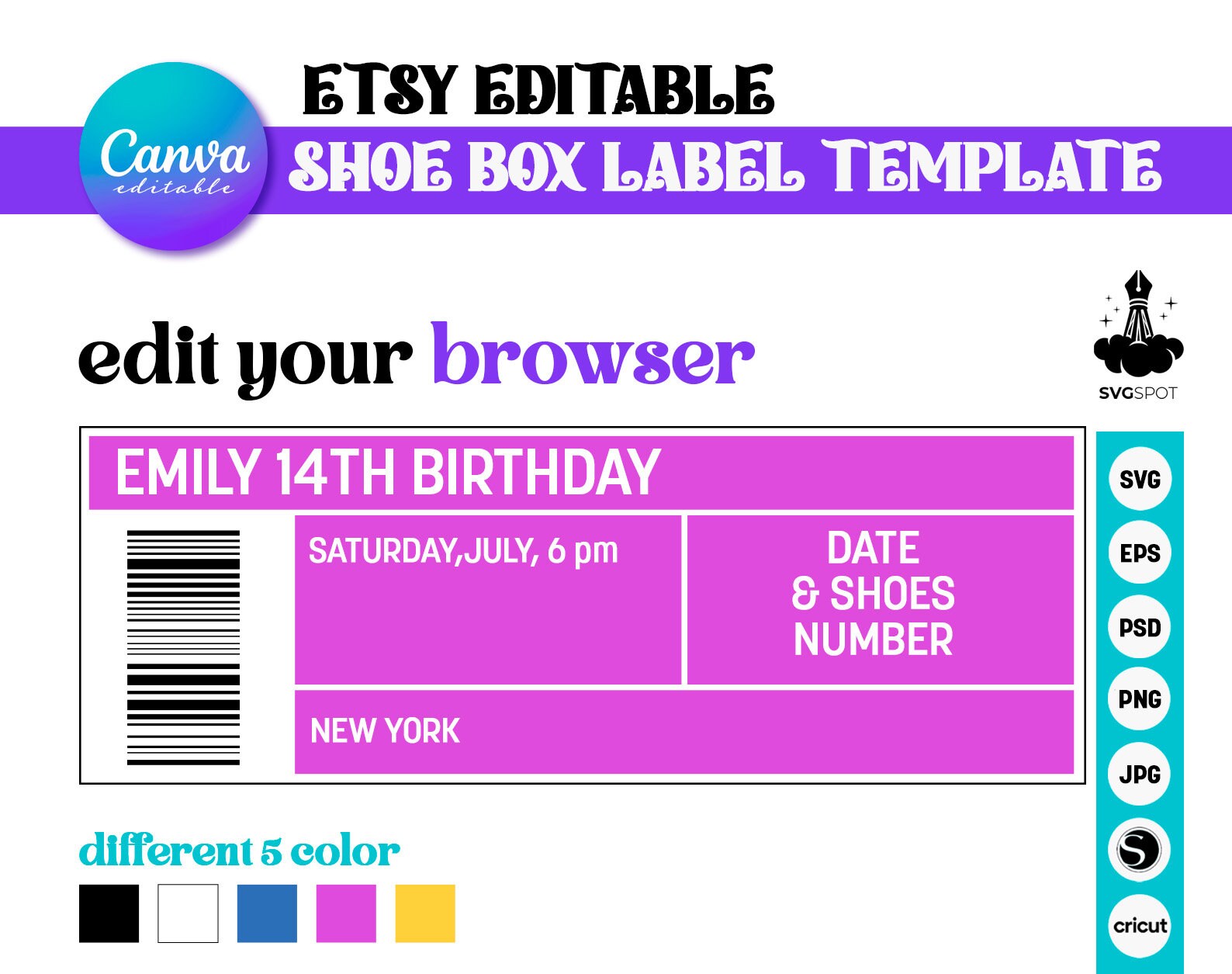 Shoe Box Label Template, Template SVG, Shoe Box Label SVG, Printable ...