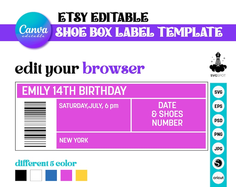 Shoe Box Label Template, Template SVG, Shoe Box Label SVG, Printable ...
